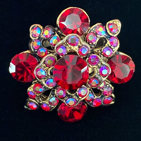 Vintage | Jewelry | Vintage Chunky Red Rhinestone Ring | Poshmark